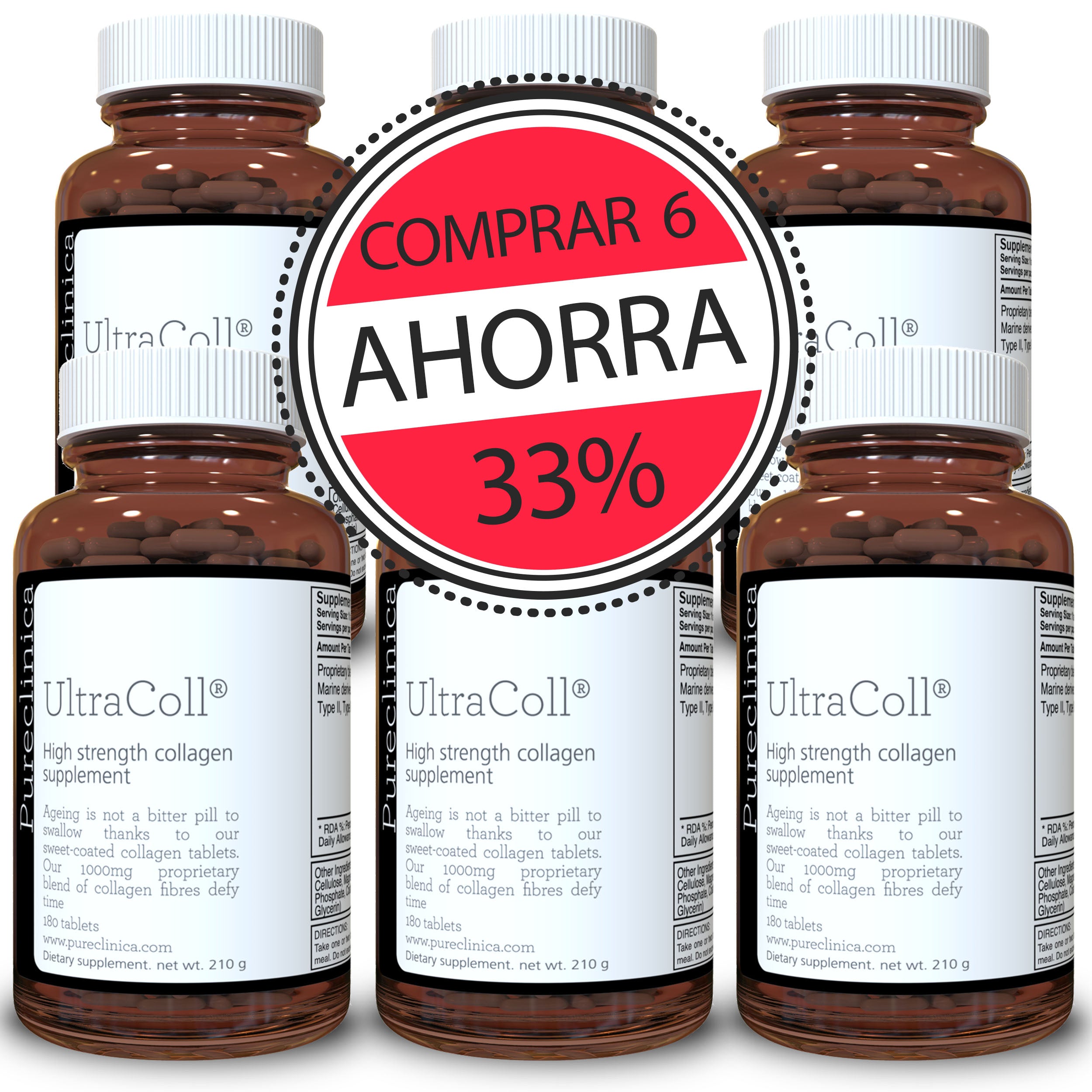 UltraColl - Colágeno marino 1000 mg x 180 comprimidos - es.pureclinica.com